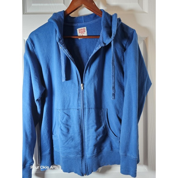 Hanes | Shirts | Vintage Hanes Full Zip Up Hoodie Blue Essentials Boxy ...